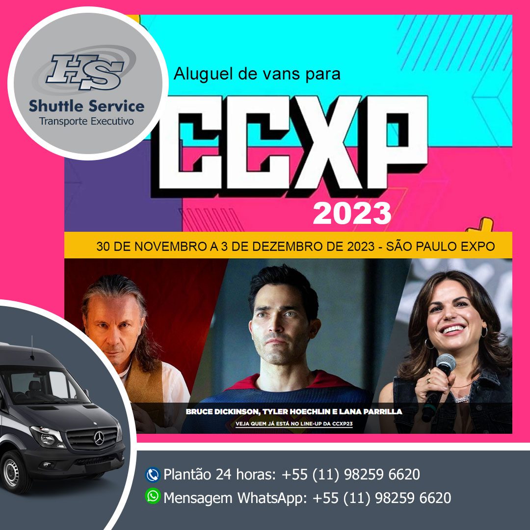 Aluguel de van para CCXP 2023 -Comic Con Experience.