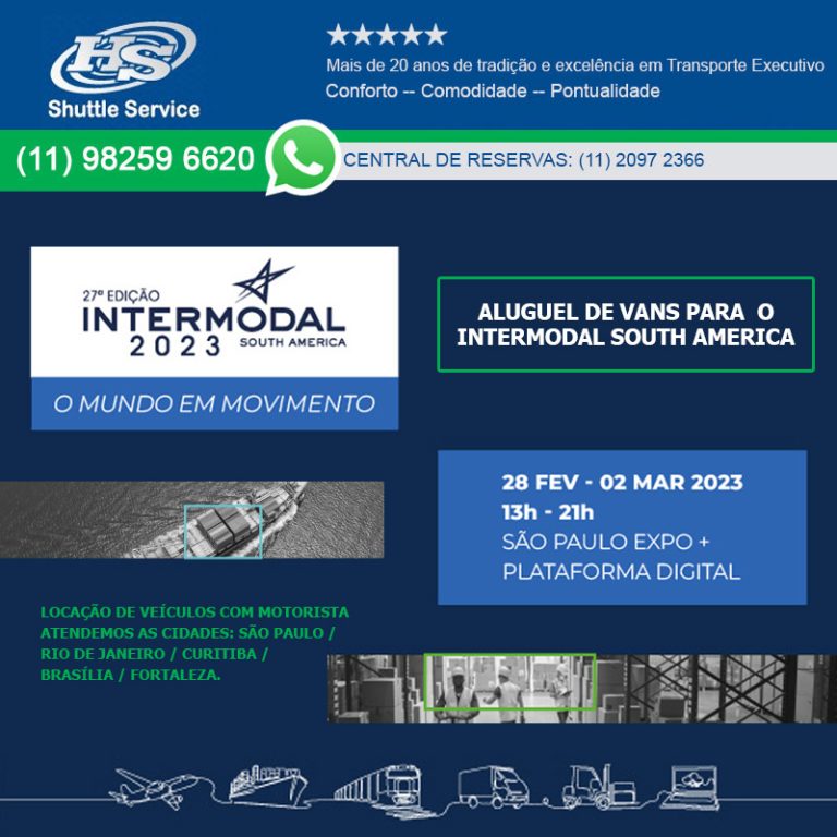 Aluguel de vans para INTERMODAL SOUTH AMERICA